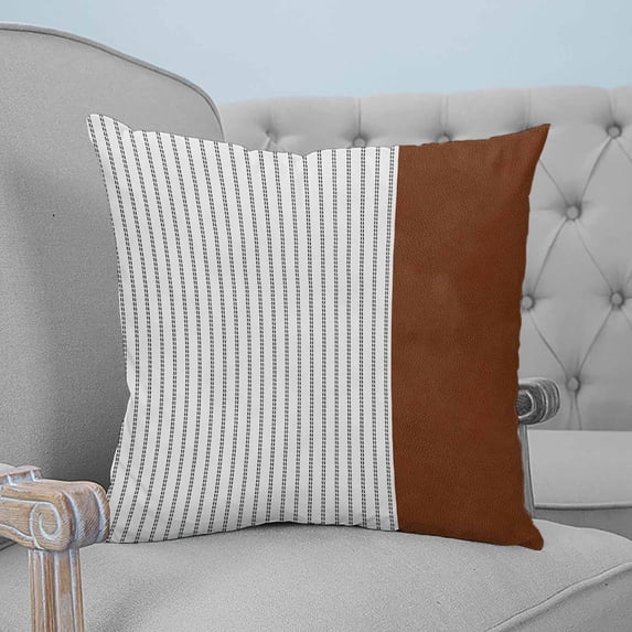 Boho Brown Leather Texture Throw Pillow Covers, Soft Pillowcases with ...