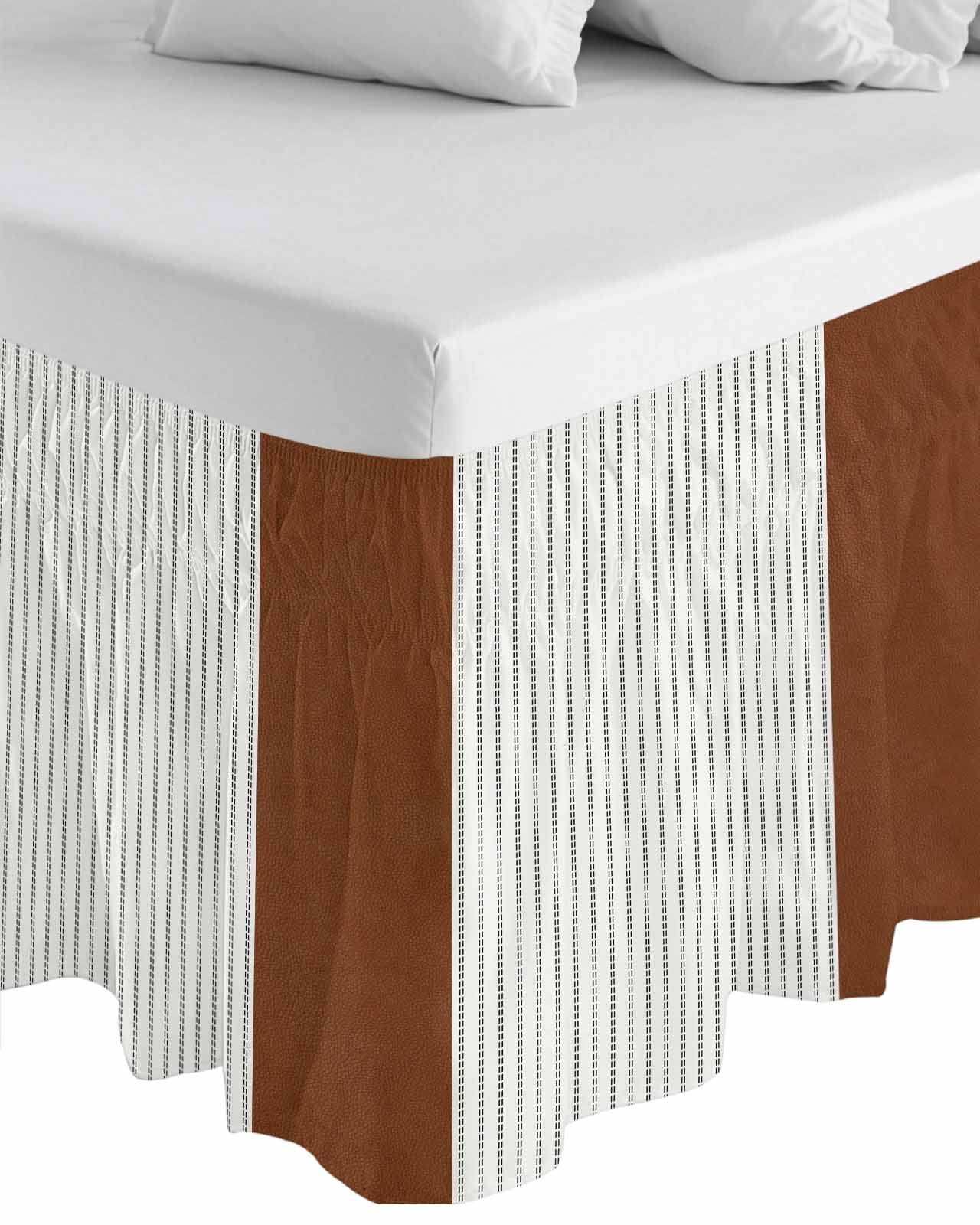 Boho Brown Leather Texture Wrap Around Bed Skirts for Queen Bed 16 ...