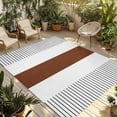 Boho Brown Outdoor Rug, Striped Tribal Farmhouse Style Non-Slip Area ...