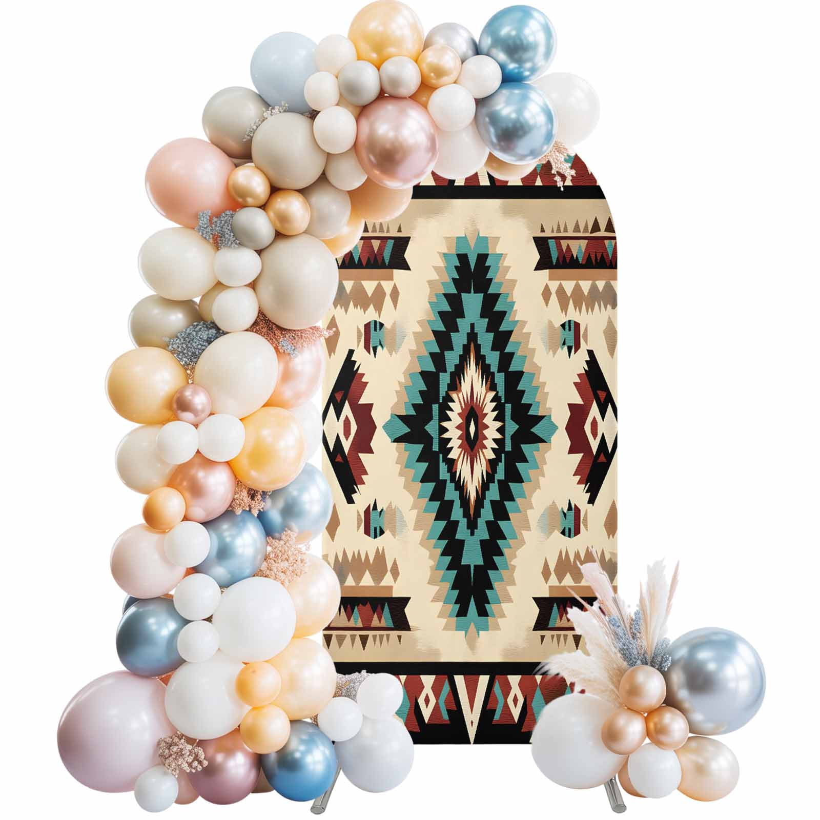 Boho Brown Teal Red Arch Backdrop Cover 4x1.65 Ft, Spandex Wedding Arch ...