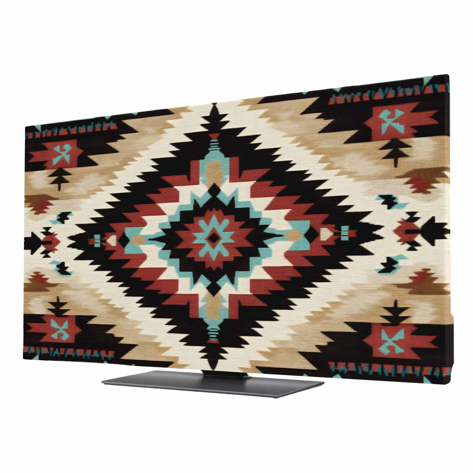 Boho Brown Teal Red TV Cover for 40 Inch Screen,Stretch Fabric ...