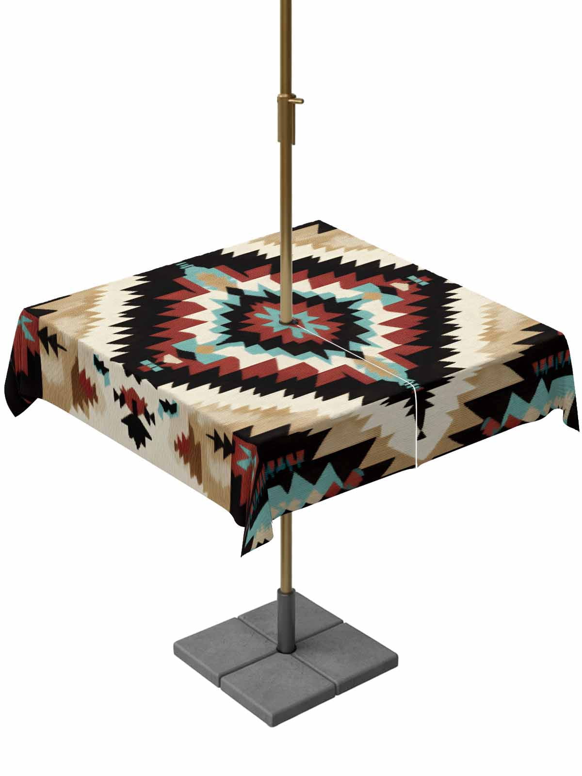 Boho Brown Teal Red Table Cloth Rectangle Outdoor Tablecloth ...