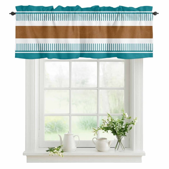 Boho Brown Valances for Windows, and Blue Striped Tribal Farmhouse ...