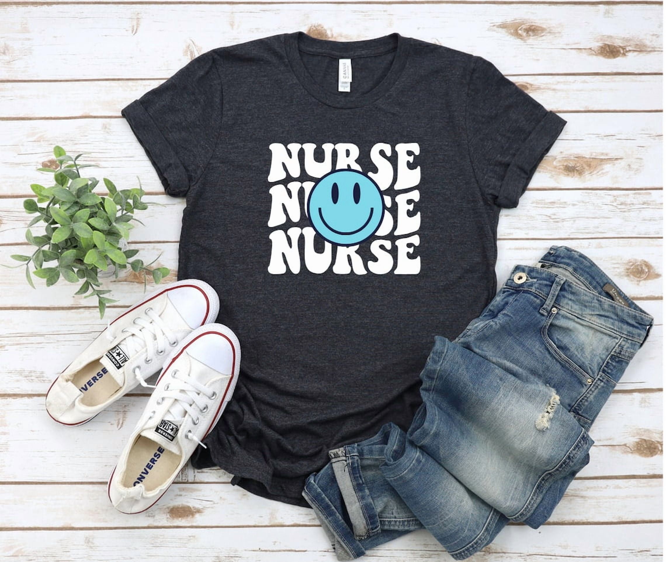 Boho Bubble Smile Smiley Face Nurse Wave Nursing Rn Tshirt Teal Or Hot ...