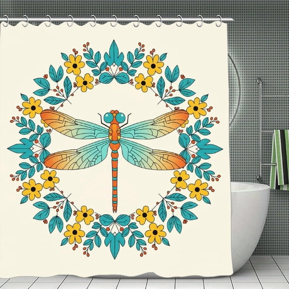 Boho Bug Butterfly Print Shower Curtain,Modern Fabric Waterproof Shower ...