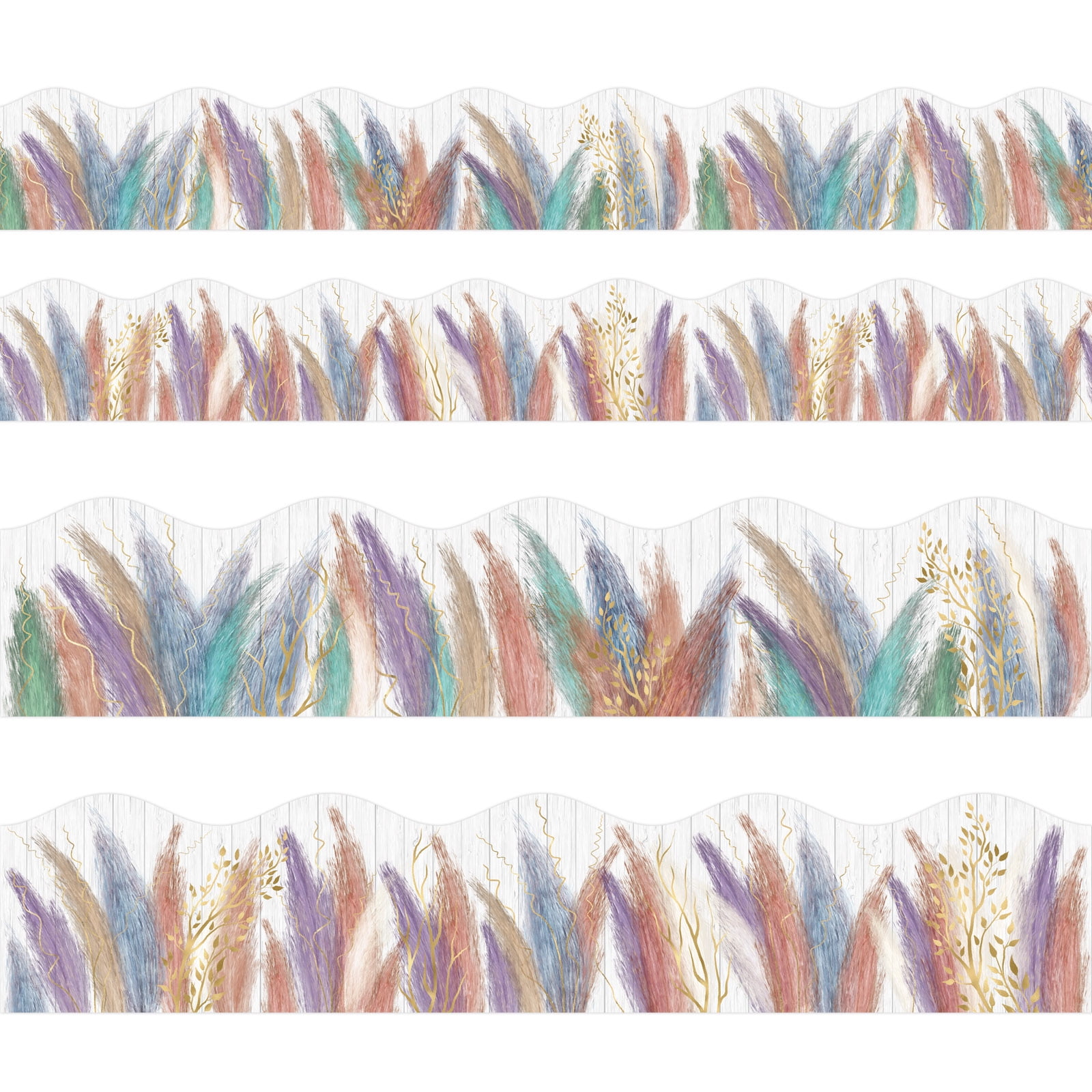 Boho Bulletin Board Border Pampas Grass Border 36ft Two Sided Border ...