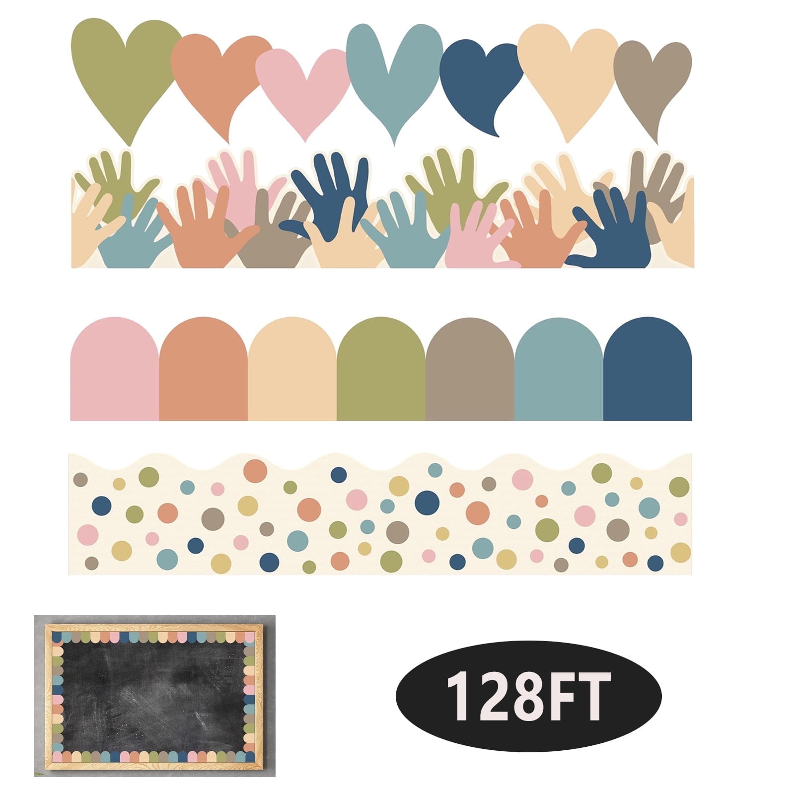 Boho Bulletin Board Borders , 4 Rolls 128 ft Colorful Bulletin Board ...