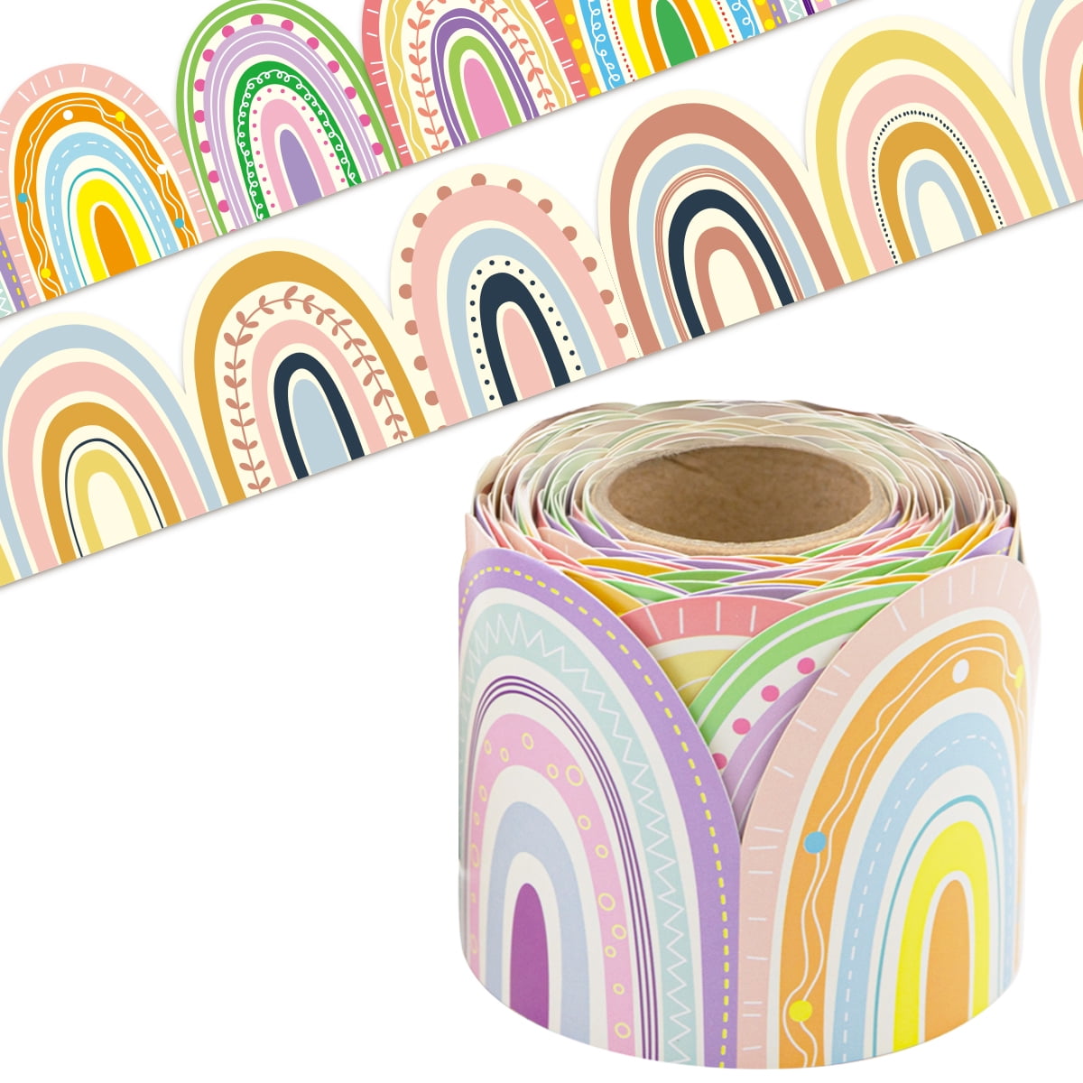 Boho Bulletin Border Trim 36ft Two Sided Rainbow Bulletin Border for ...