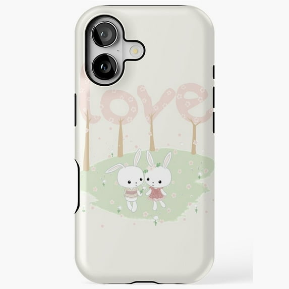 Boho Bunnies In Love Floral Design iPhone Case 17 to 11 Pro Max ...
