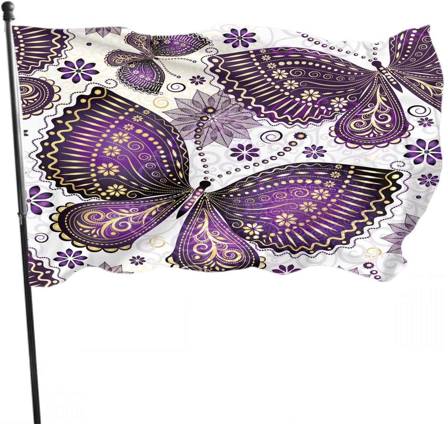 Boho Butterflies Flag Double Sided Purple Butterfly Magic Wings and ...