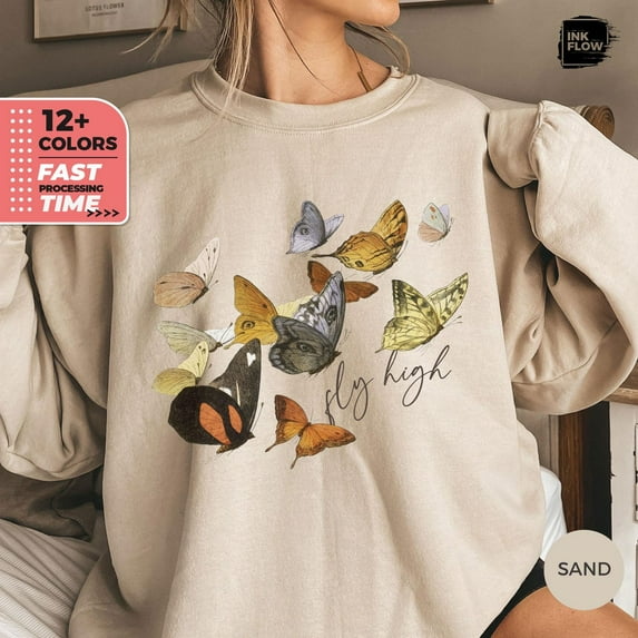 Boho Butterflies Sweatshirt, Boho Butterfly Shirt, Aesthetic Nature ...