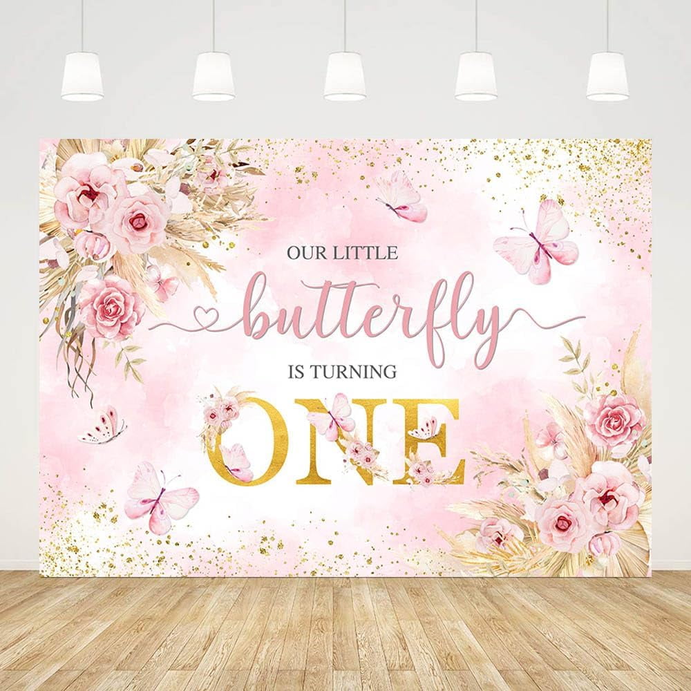 Boho Butterfly 1st Birthday Backdrop for Girls Our Little Butterfly is ...