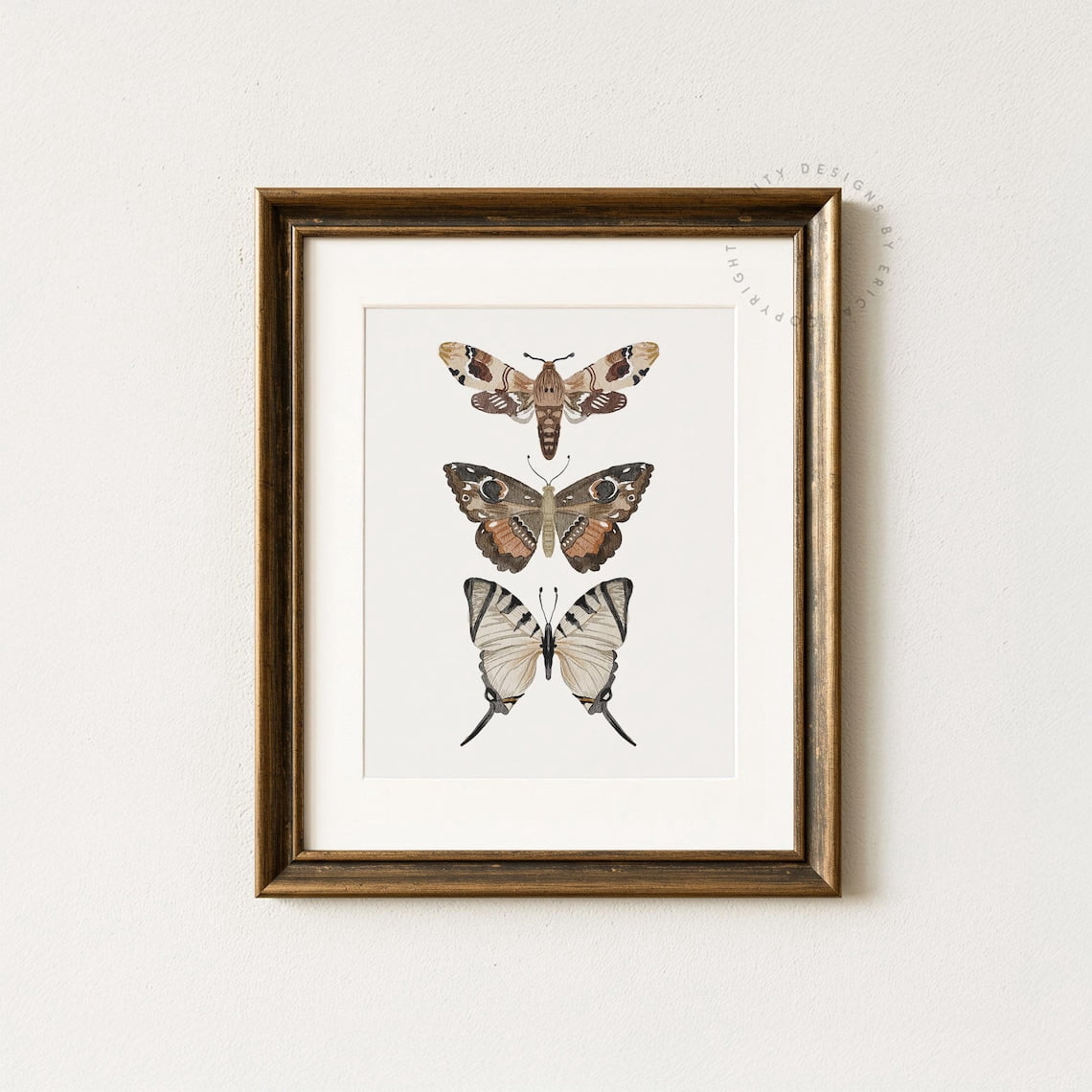 Boho Butterfly Neutral Fall Wall Art, Unframed Paper Print Size 16x24 ...