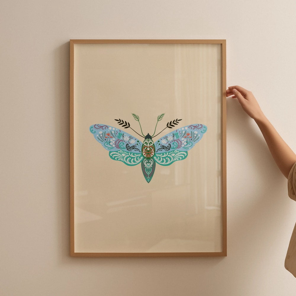 Boho Butterfly Print Blue Butterfly Vintage Butterfly Poster Butterfly ...