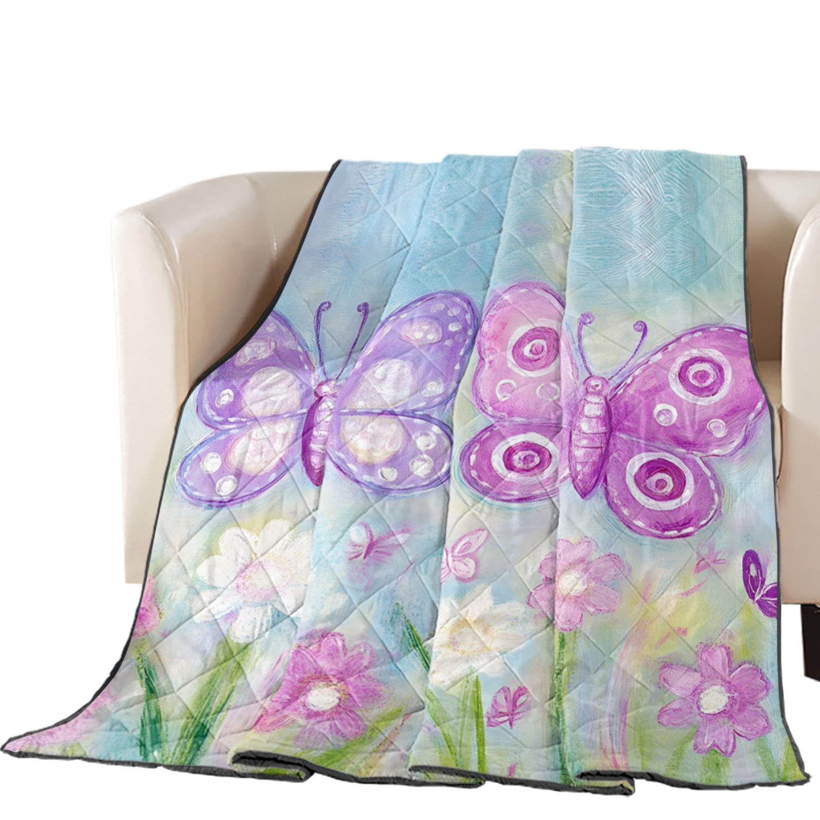 Boho Butterfly Quilted Comforters Cooling Blanket King Size ...