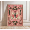 Boho Butterfly Vibrant Botanical Cottagecore Pink and Green Nature Art ...