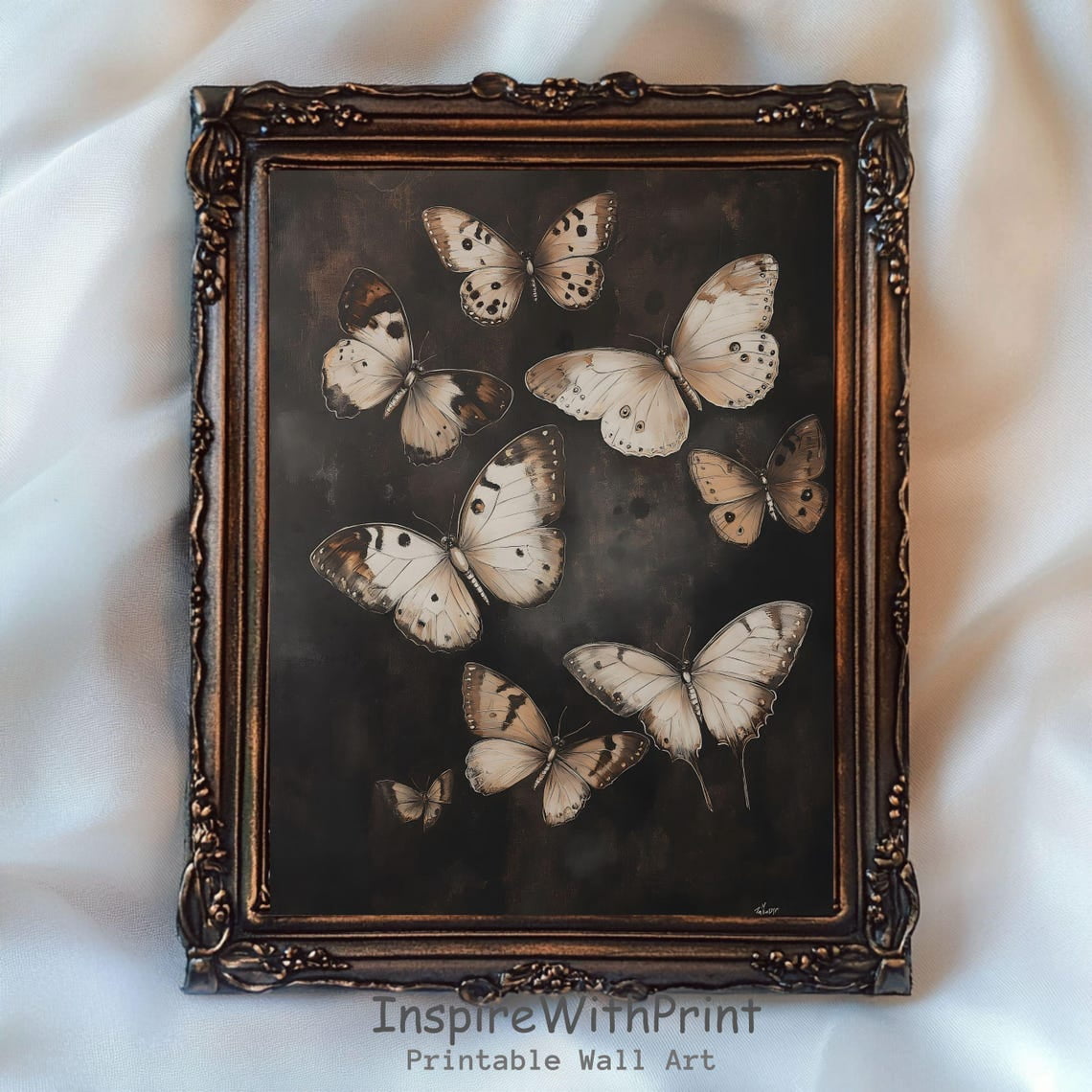 Boho Butterfly Wall Art Antique Butterflies Poster, Butterfly, Moody ...