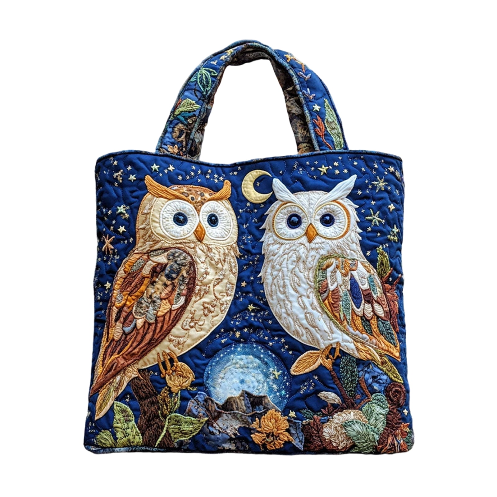 Boho Cactus 3D Embroidered Canvas Tote Bag Large Capacity Quilted ...