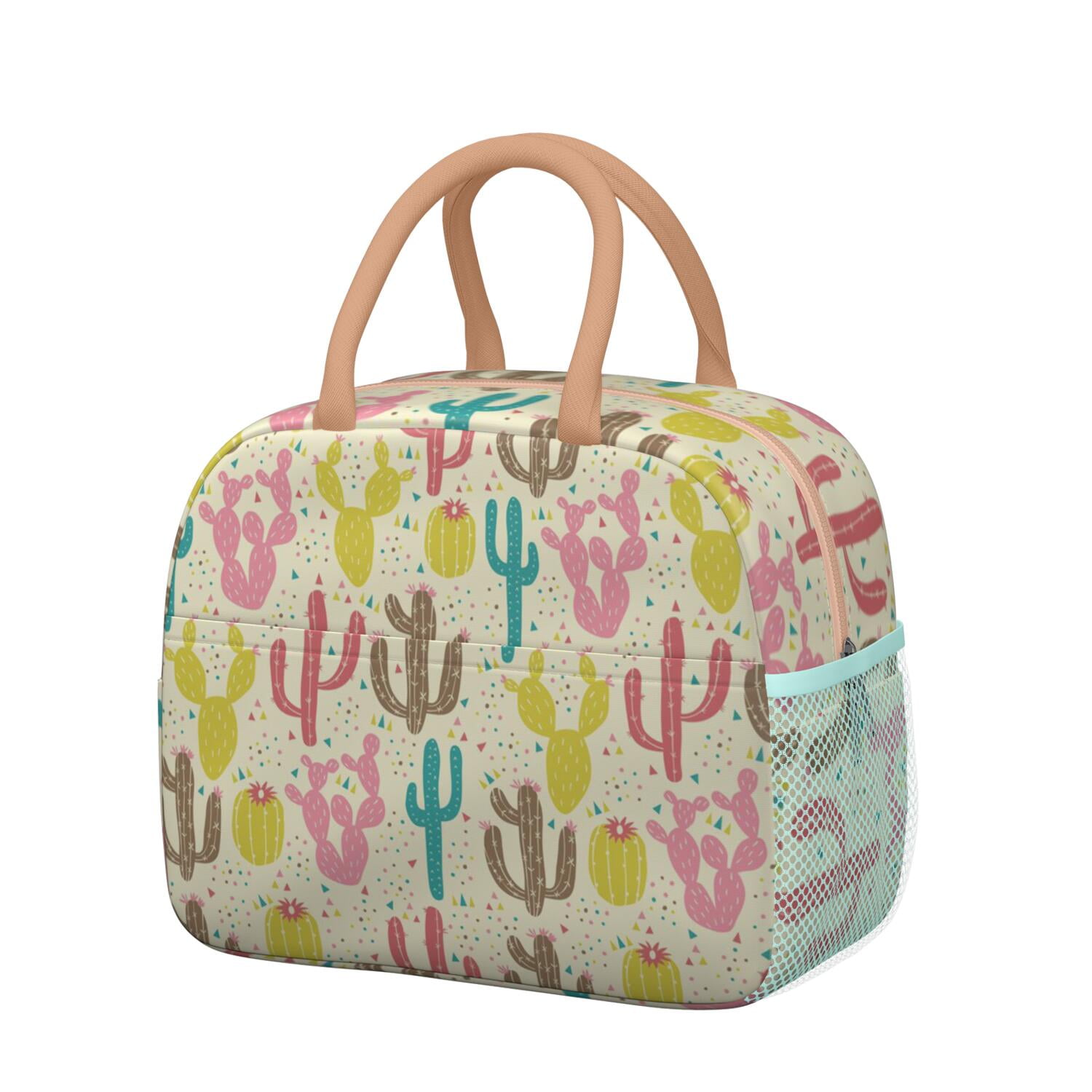 Boho Cactus Insulated Lunch Bag - Large Capacity Thermal Cooler, Easy ...