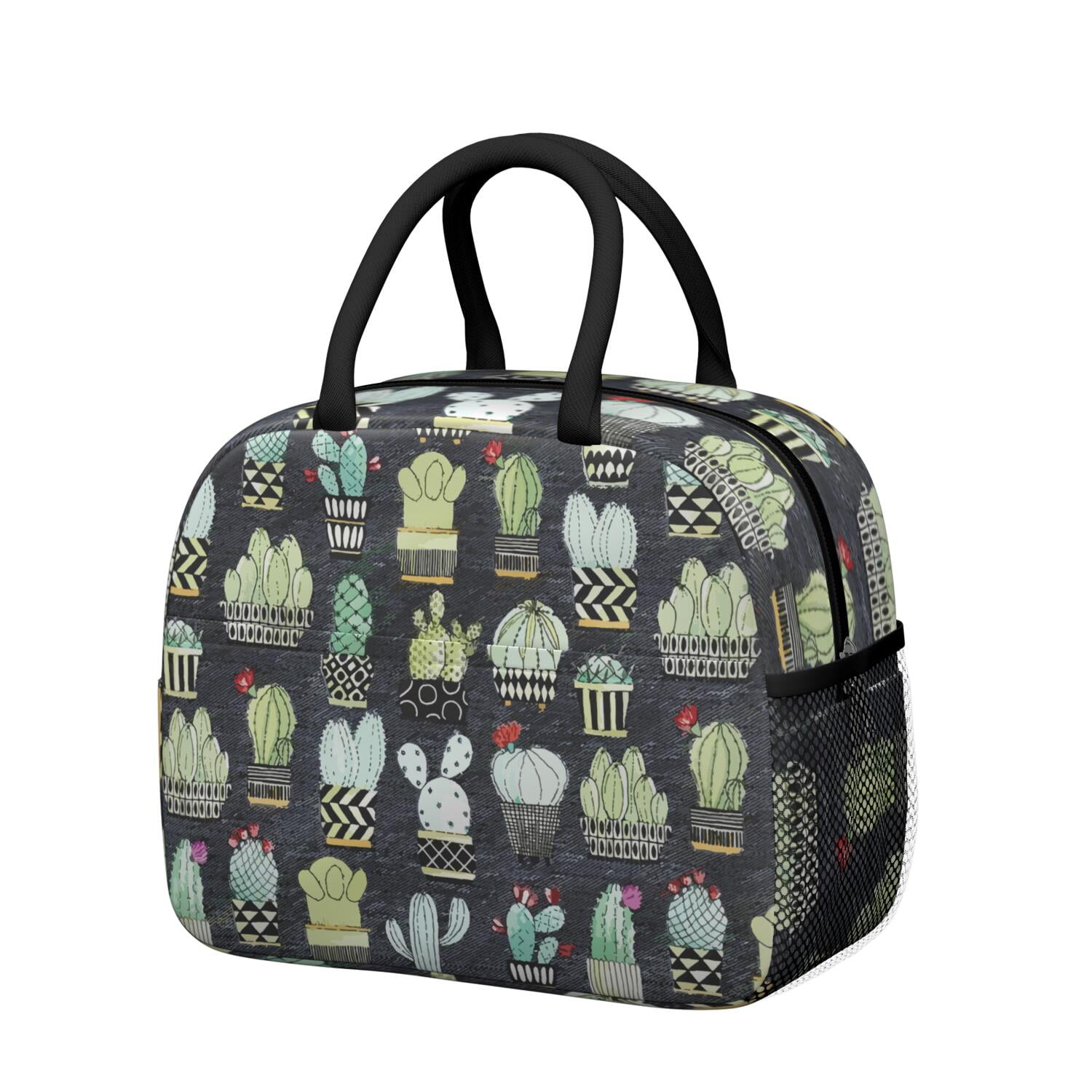 Boho Cactus Insulated Lunch Tote – Reusable Thermal Cooler Bag with ...