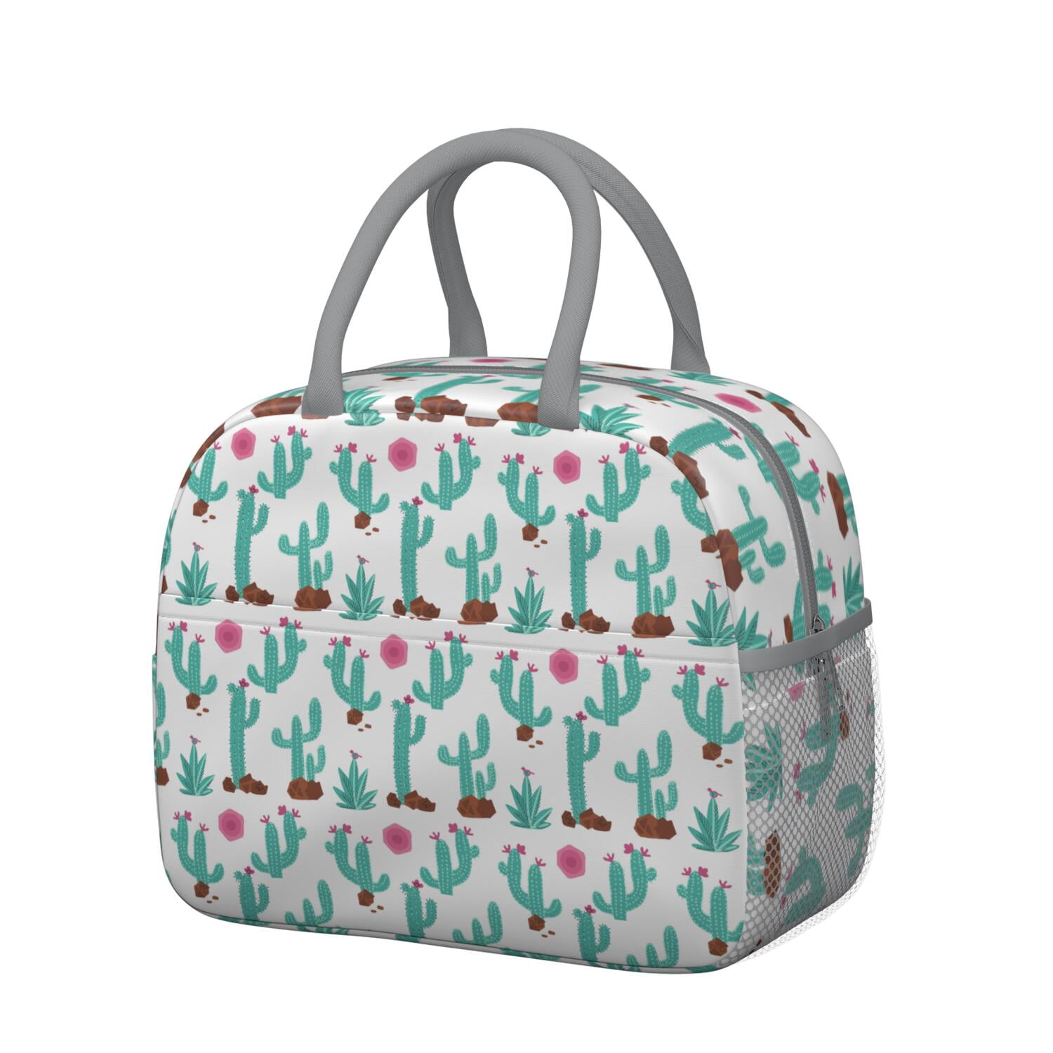 Boho Cactus Insulated Lunch Tote – Reusable Thermal Cooler Bag with ...