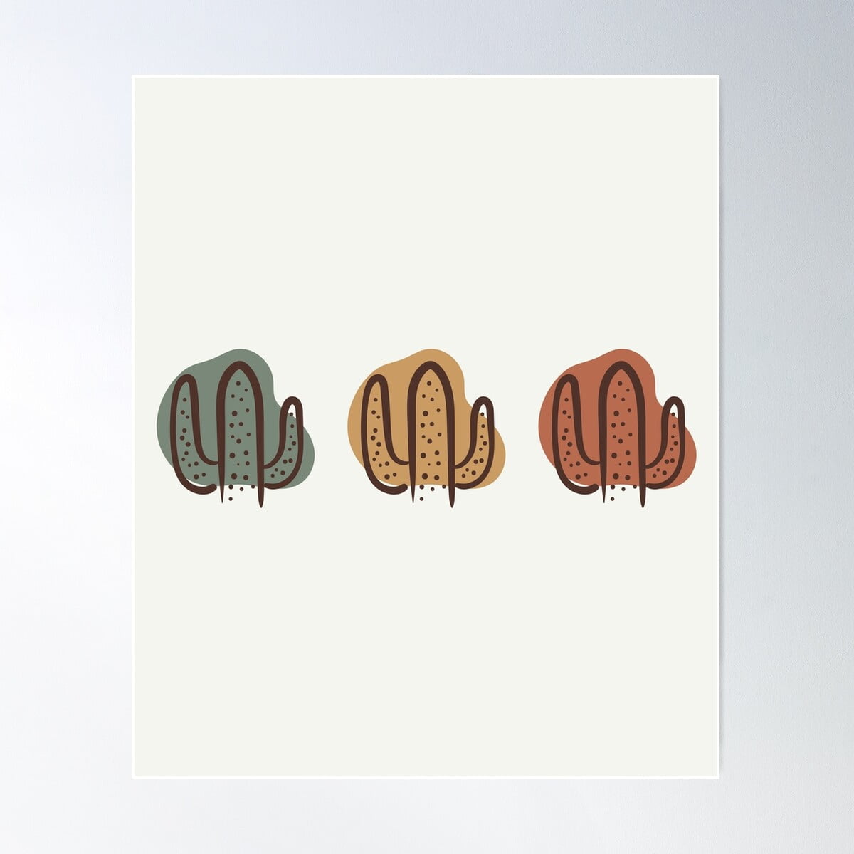 Boho Cactus Pattern Poster Wall Art, Modern Wall Decor For Living Room ...
