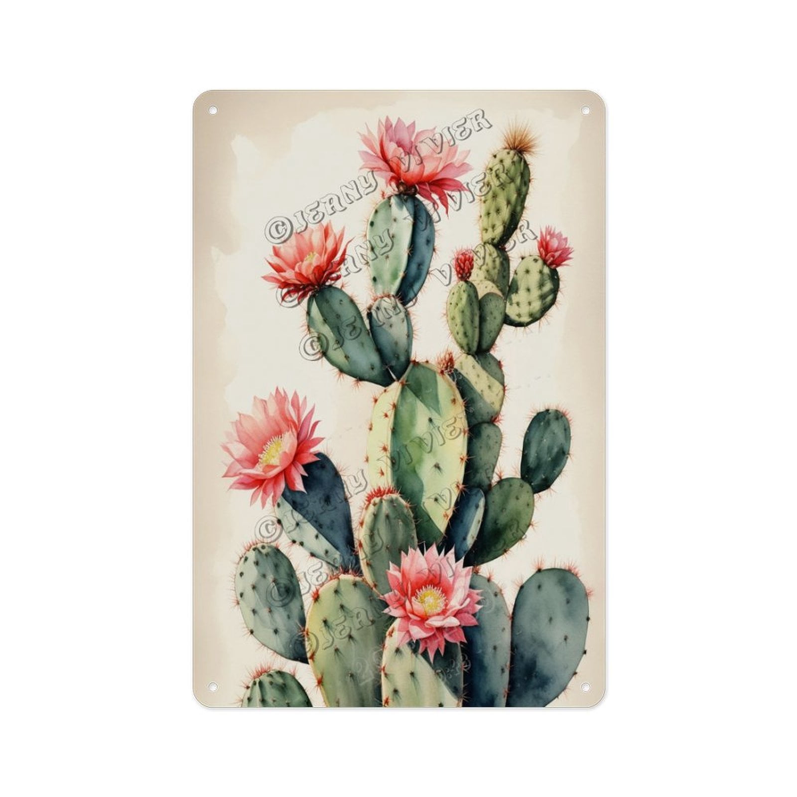 Boho Cactus Tin Sign – Whimsical Succulent Wall Decor for Bedroom, Dorm ...