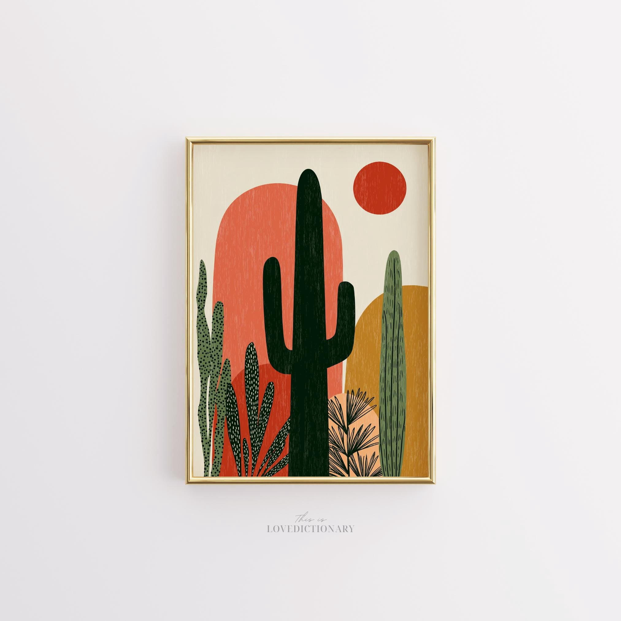 Boho Cactus Wall Art, Southwestern Decor, Desert Botanical Print ...