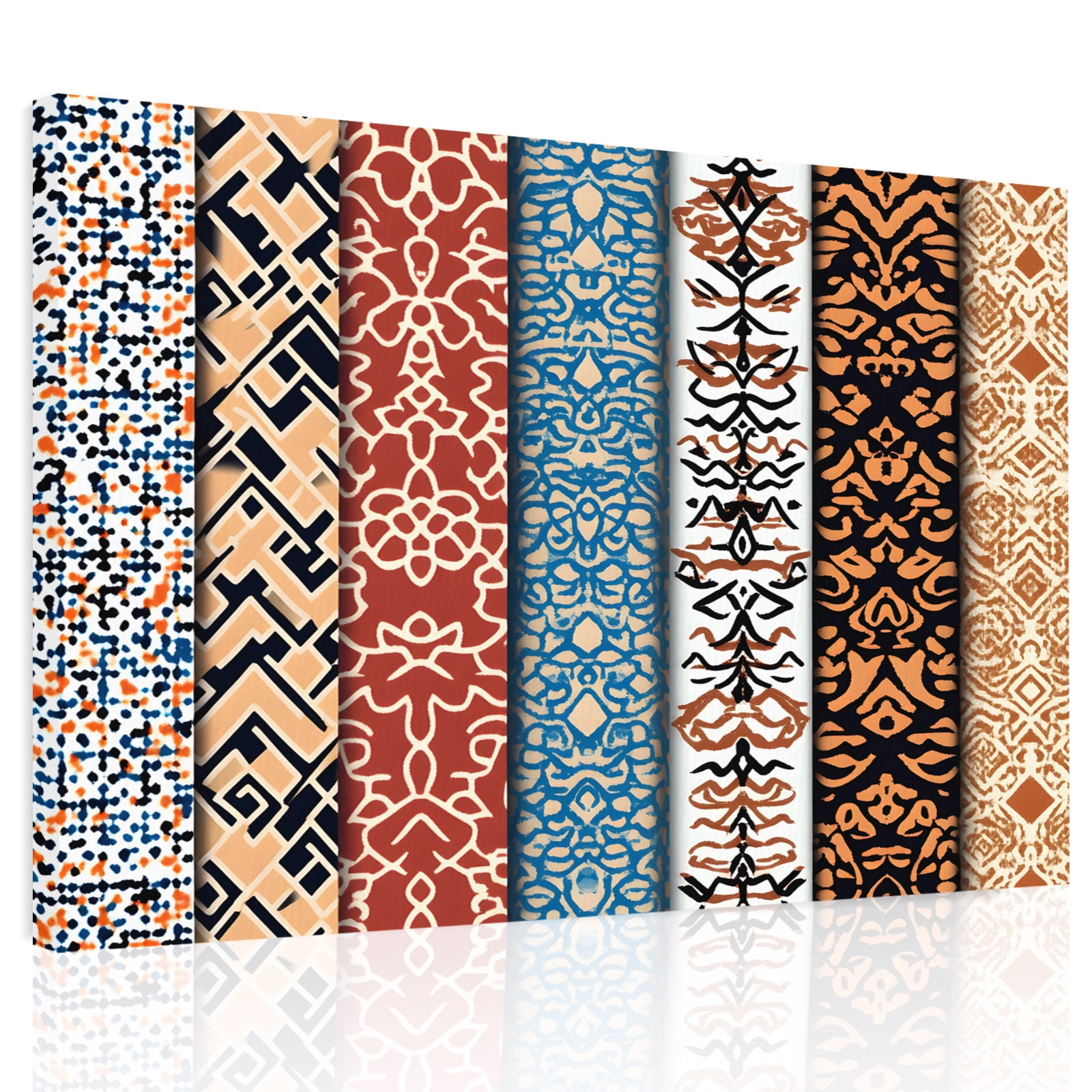 Boho Canvas Print Wall Art, Retro Ethnic Vintage Floral Geometric ...