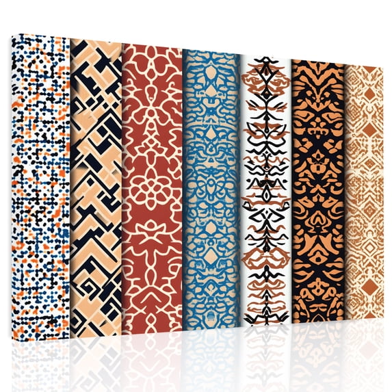 Boho Canvas Print Wall Art, Retro Ethnic Vintage Floral Geometric ...