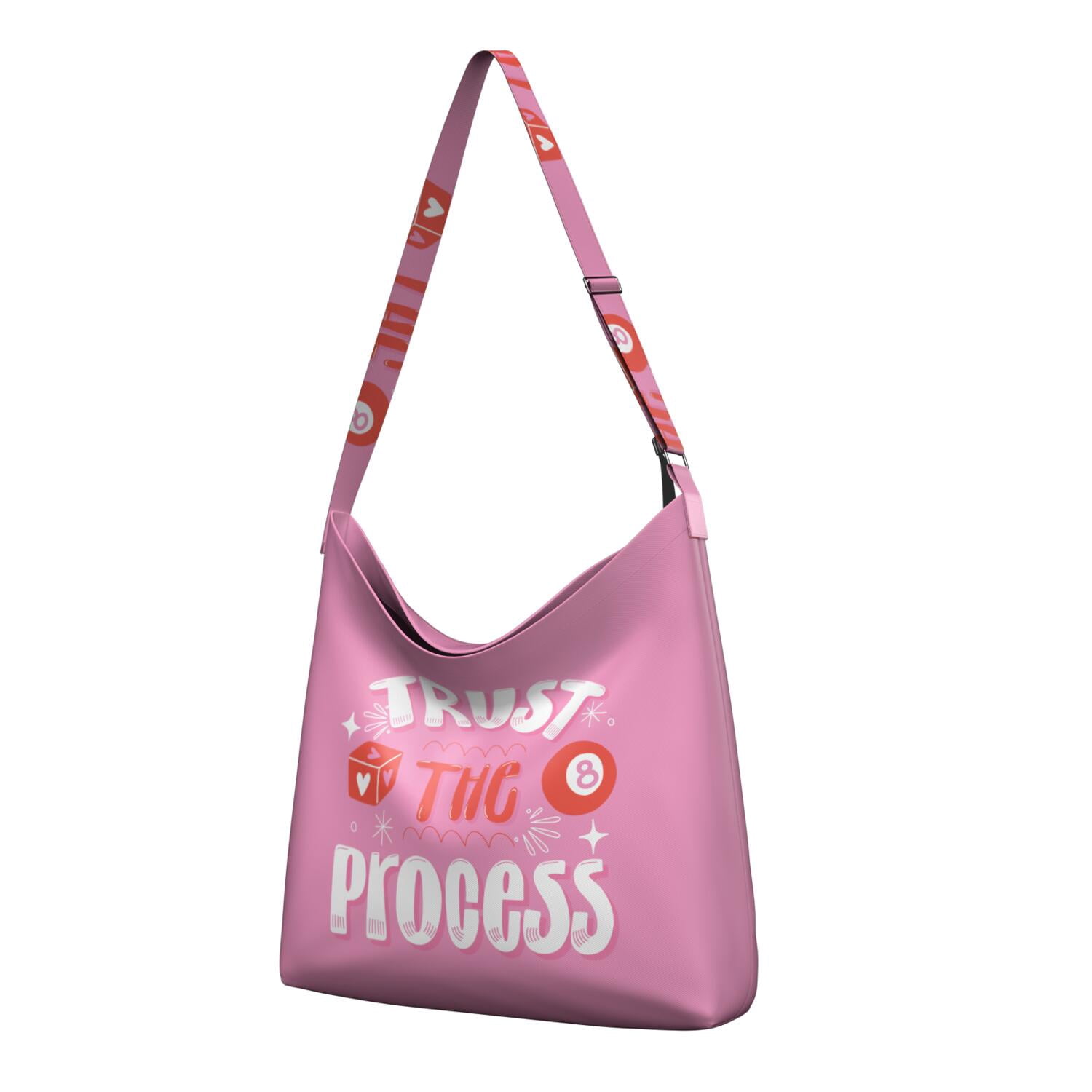 Boho Canvas Shoulder Bag with Adjustable Strap and Zipper Closure ...