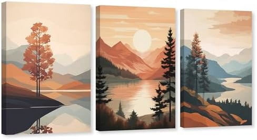 Boho Canvas Wall Art 3 Piece Minimalist Bohemia Picture Sunrise ...