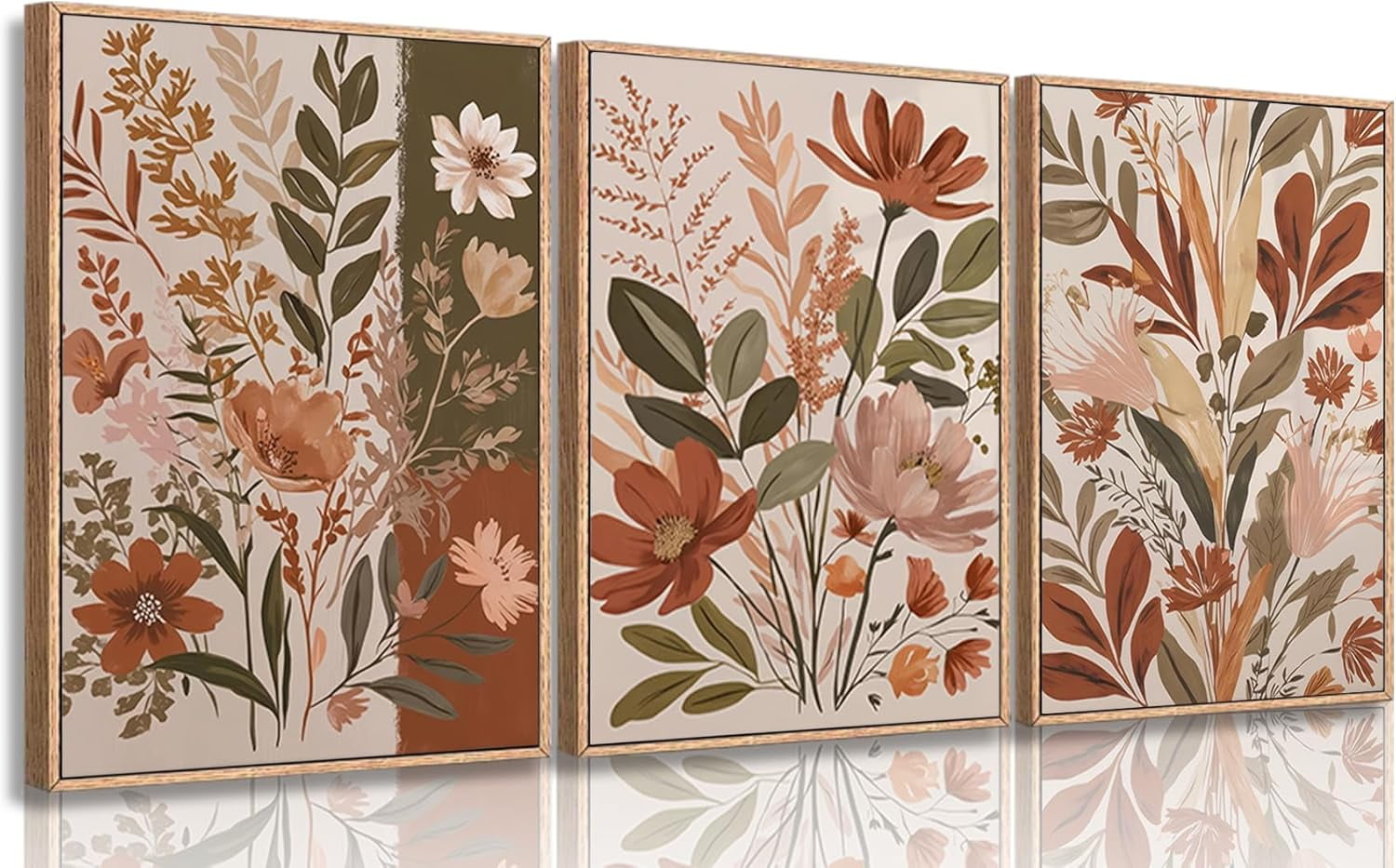 Boho Canvas Wall Art Green Botanical Print Floral Wall Decor pictures ...