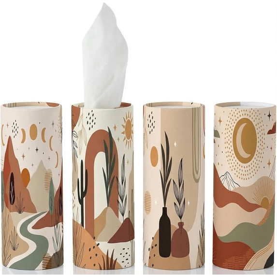 Boho Car Tissue Holder Cylinder Bulk, Round Cup Facial Tissues for ...