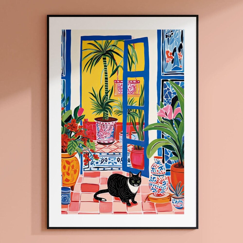 Boho Cat Print, Cat Wall Art, Art For Pet Lovers, Boho Nursery Cat Art ...