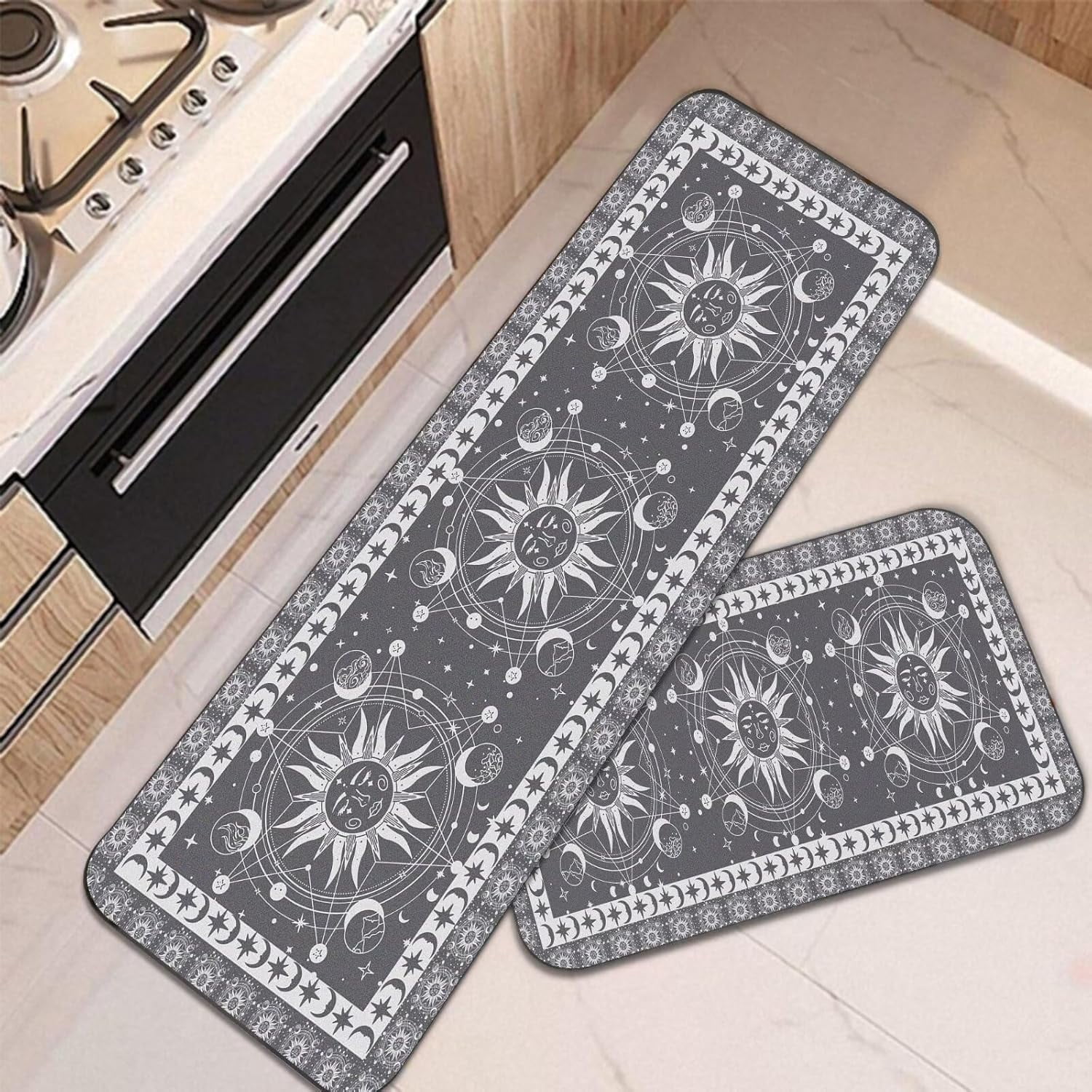 Boho Celestial Kitchen Rugs Set of 2, Farmhouse Bohemian Occult ...