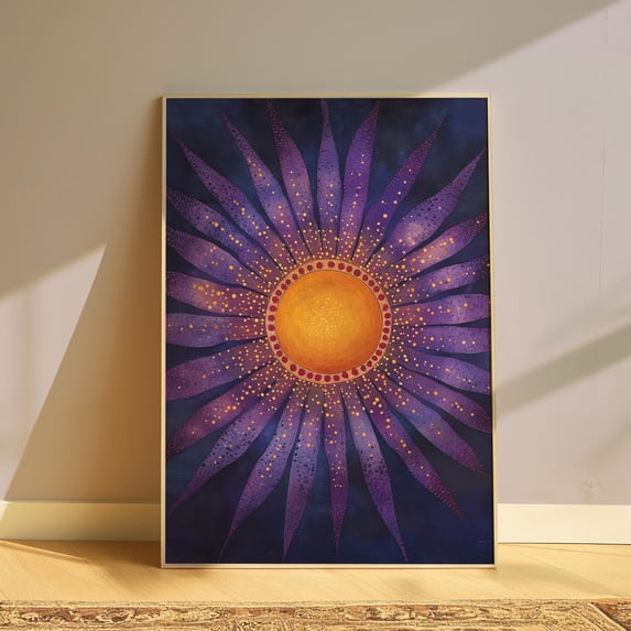 Boho Celestial Sun Astrology Wall Art, Unframed Canvas Size 16x24 ...