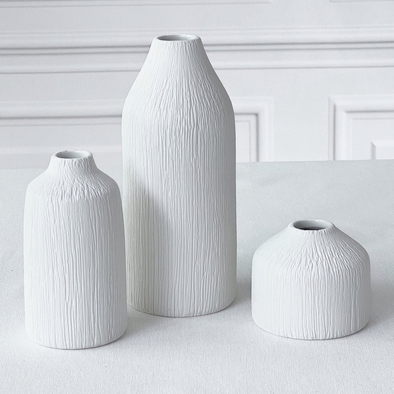 Boho Ceramic White Bud Vases by Kate Aspen (Set of 3) - Boho Vases for ...