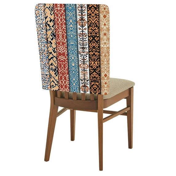 Boho Chair Back Covers Set of 1, Retro Ethnic Stretch Dining Chair Back ...