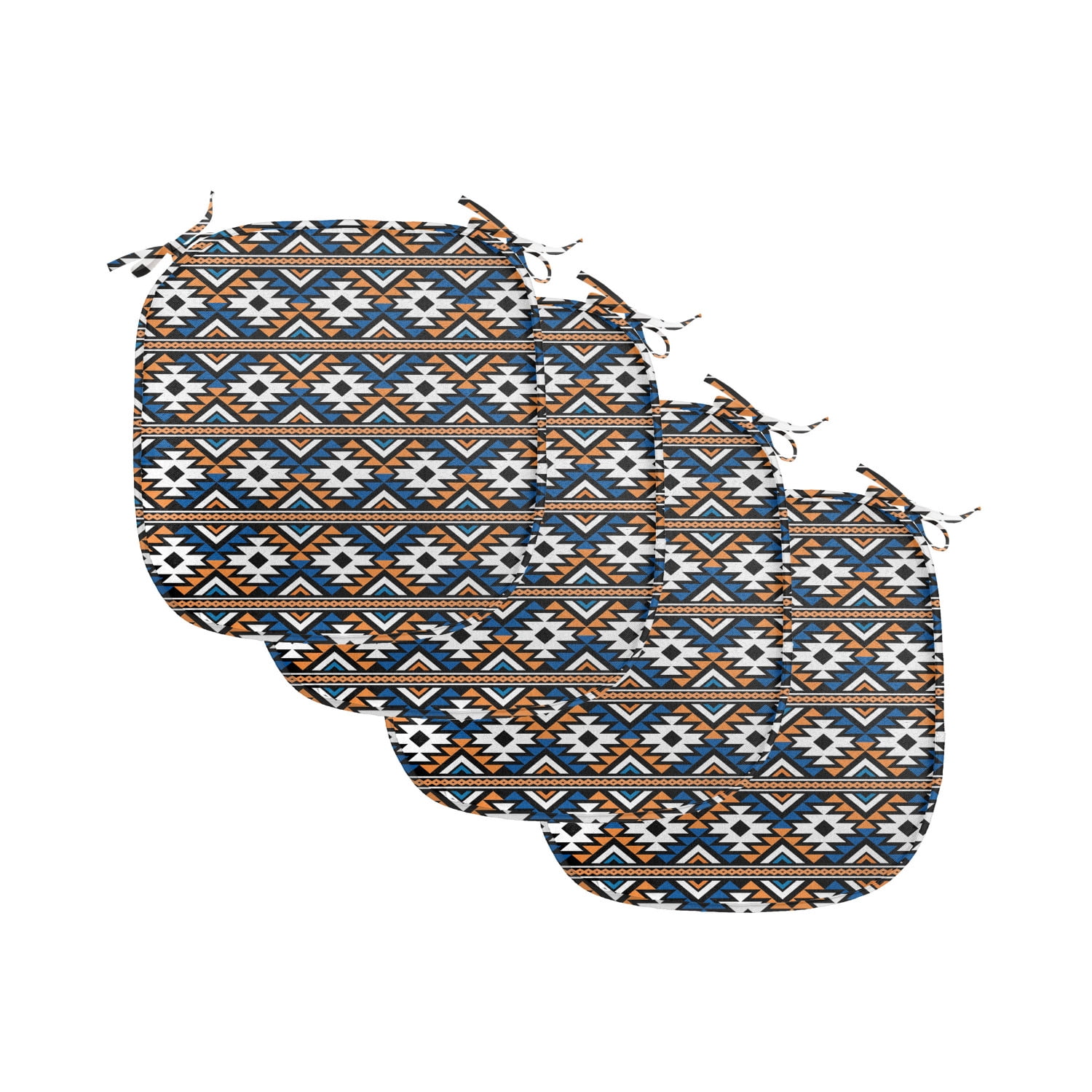 Boho Chair Seating Cushion Set of 4, Borders Seamless Geometrical ...
