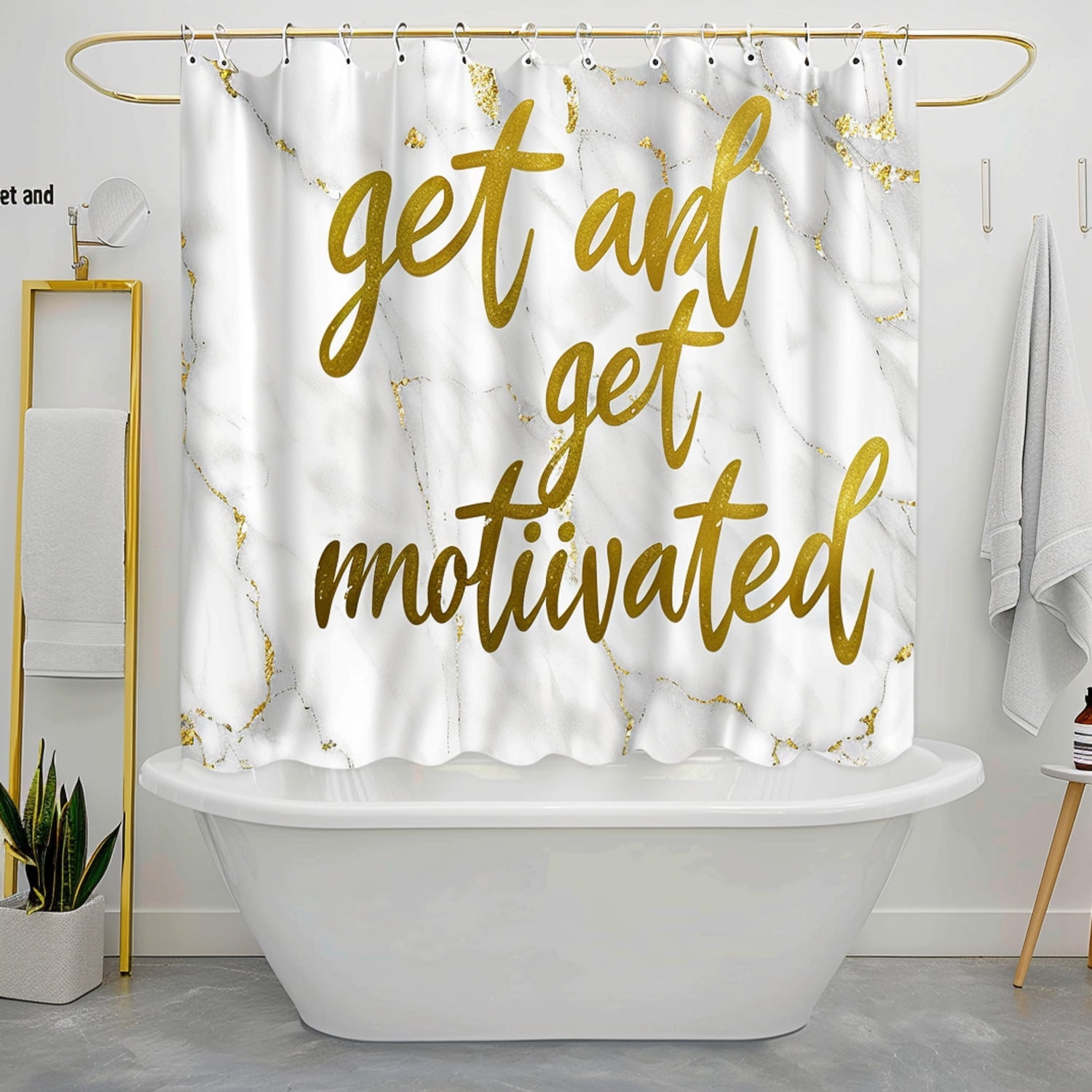 Boho Chic Bathroom Decor Inspirational Golden Glitter Shower Curtain