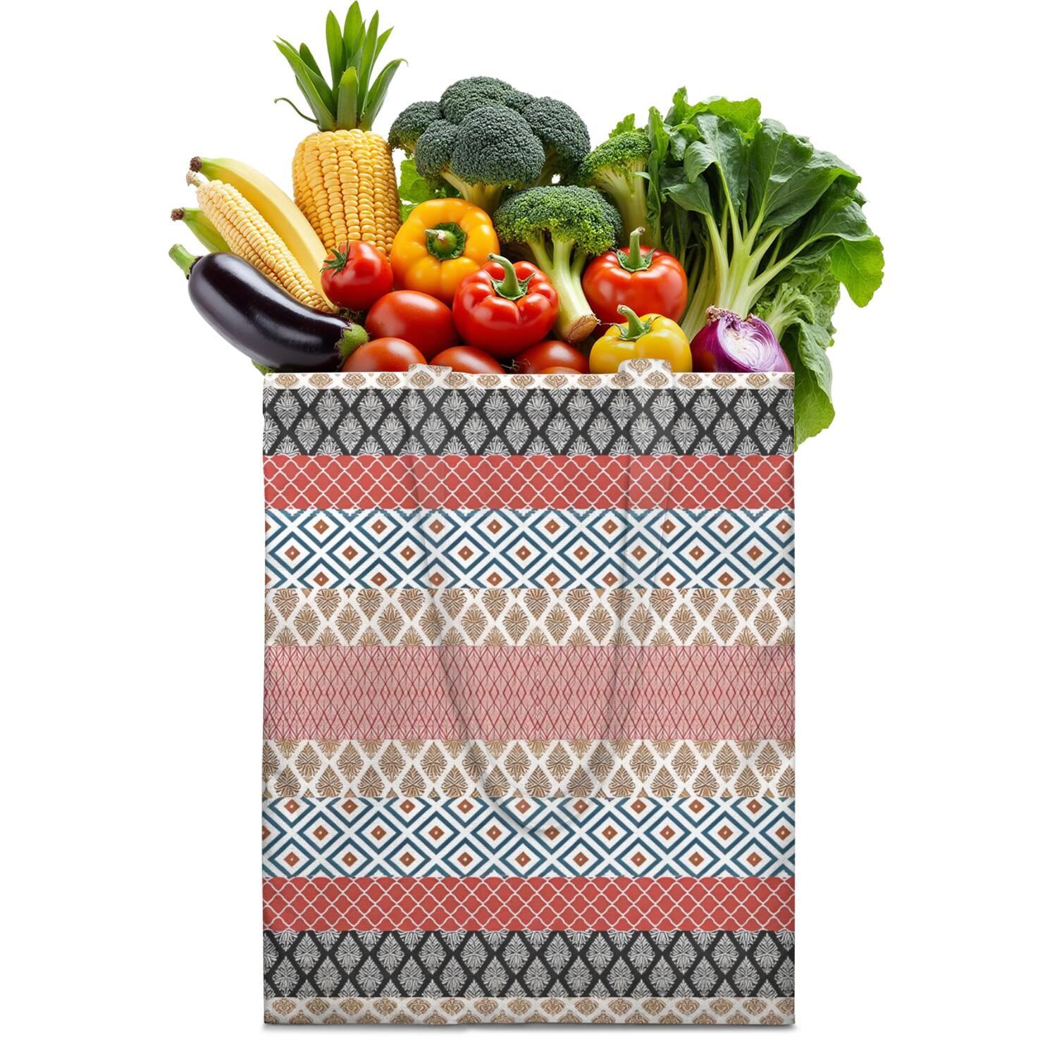 Boho Chic Canvas Tote Bag – Vintage Floral Tribal Pattern Reusable ...