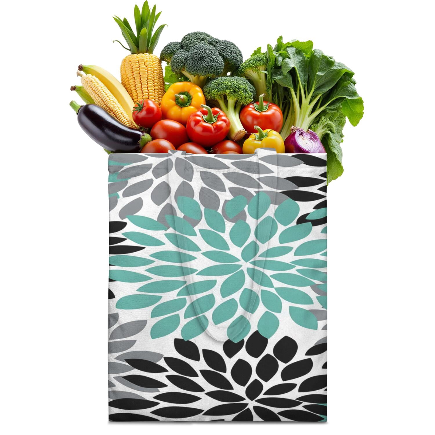 Boho Chic Canvas Tote Bag – Vintage Floral Tribal Pattern Reusable ...