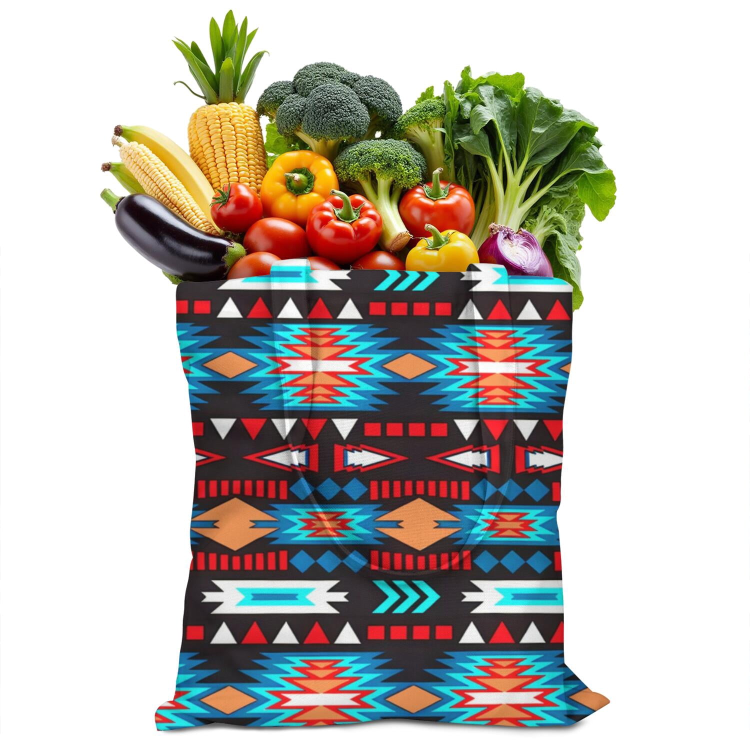 Boho Chic Canvas Tote Bag – Vintage Floral Tribal Pattern Reusable ...