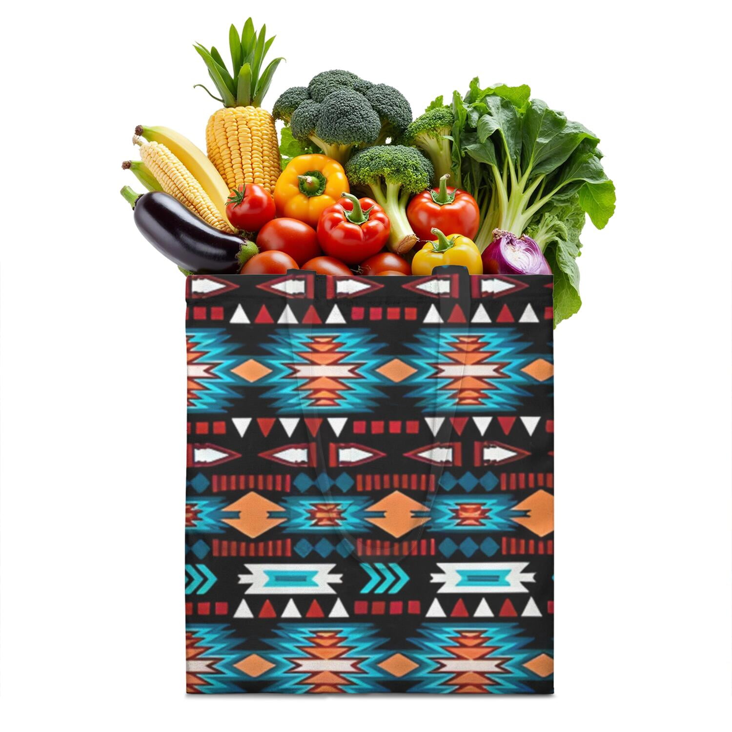 Boho Chic Canvas Tote Bag – Vintage Floral Tribal Pattern Reusable ...