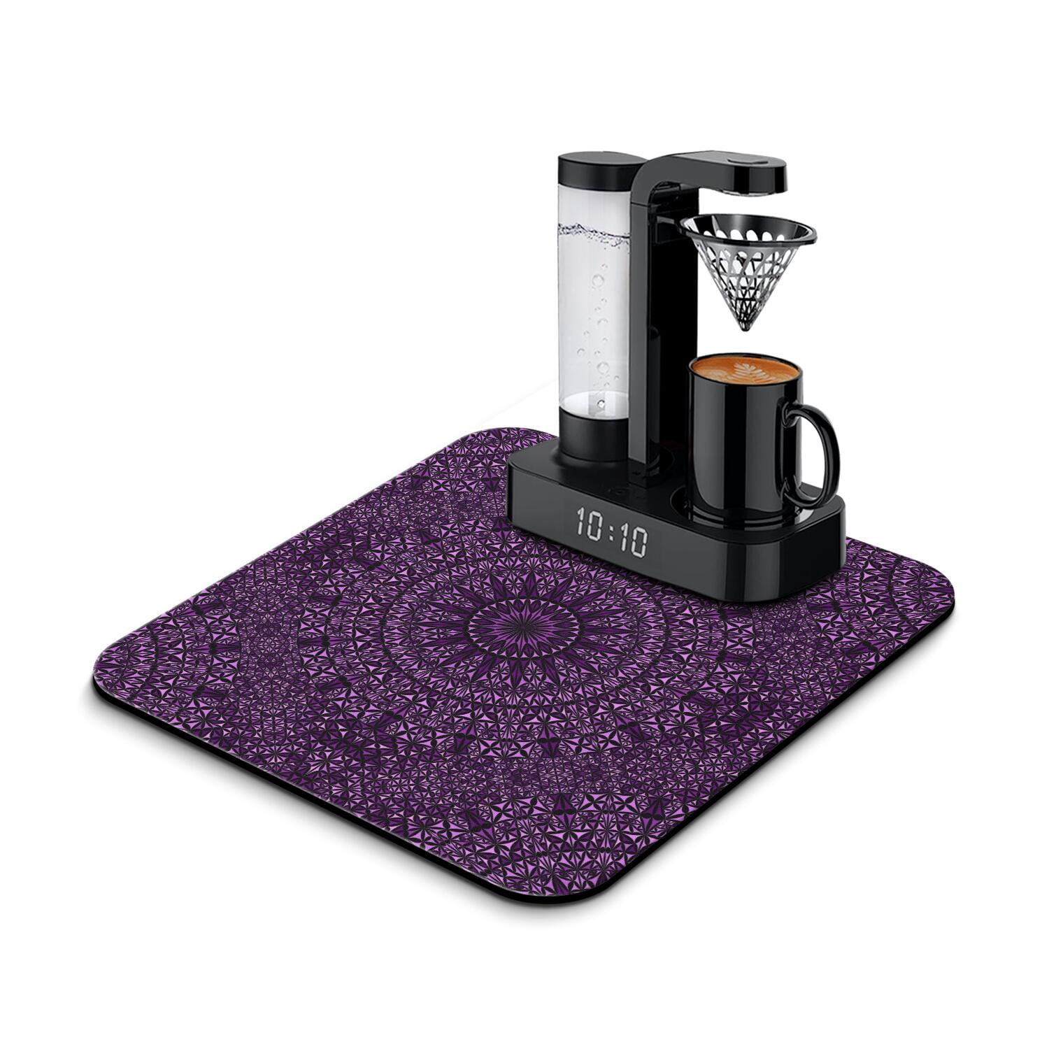Boho Chic Coffee Maker Mat - Psychedelic Floral Design Absorbent Mat ...