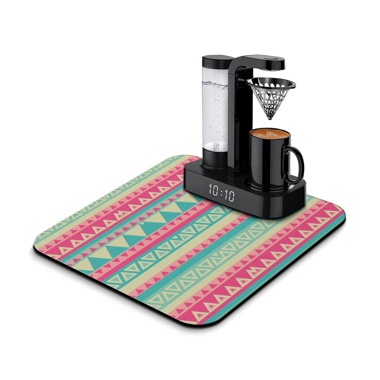 Boho Chic Dish Drying Mat, Super Absorbent Coffee Bar Mat with Leak ...