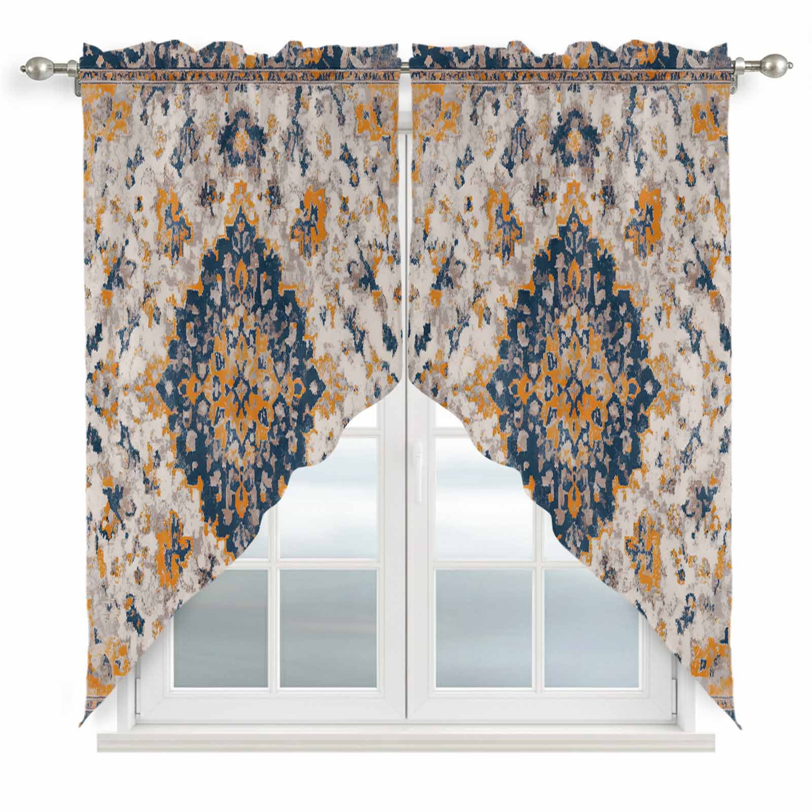 Boho Chic Ethnic Kitchen Window Curtains, Swag Curtains Valance for ...