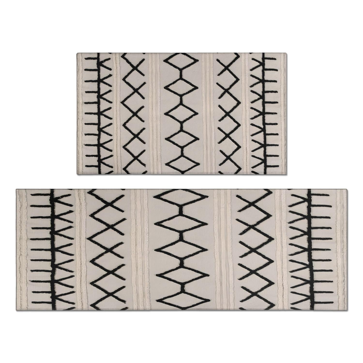 Boho Chic Farmhouse Moroccan Throw Rug - Non-Slip, Low-Pile, Washable ...