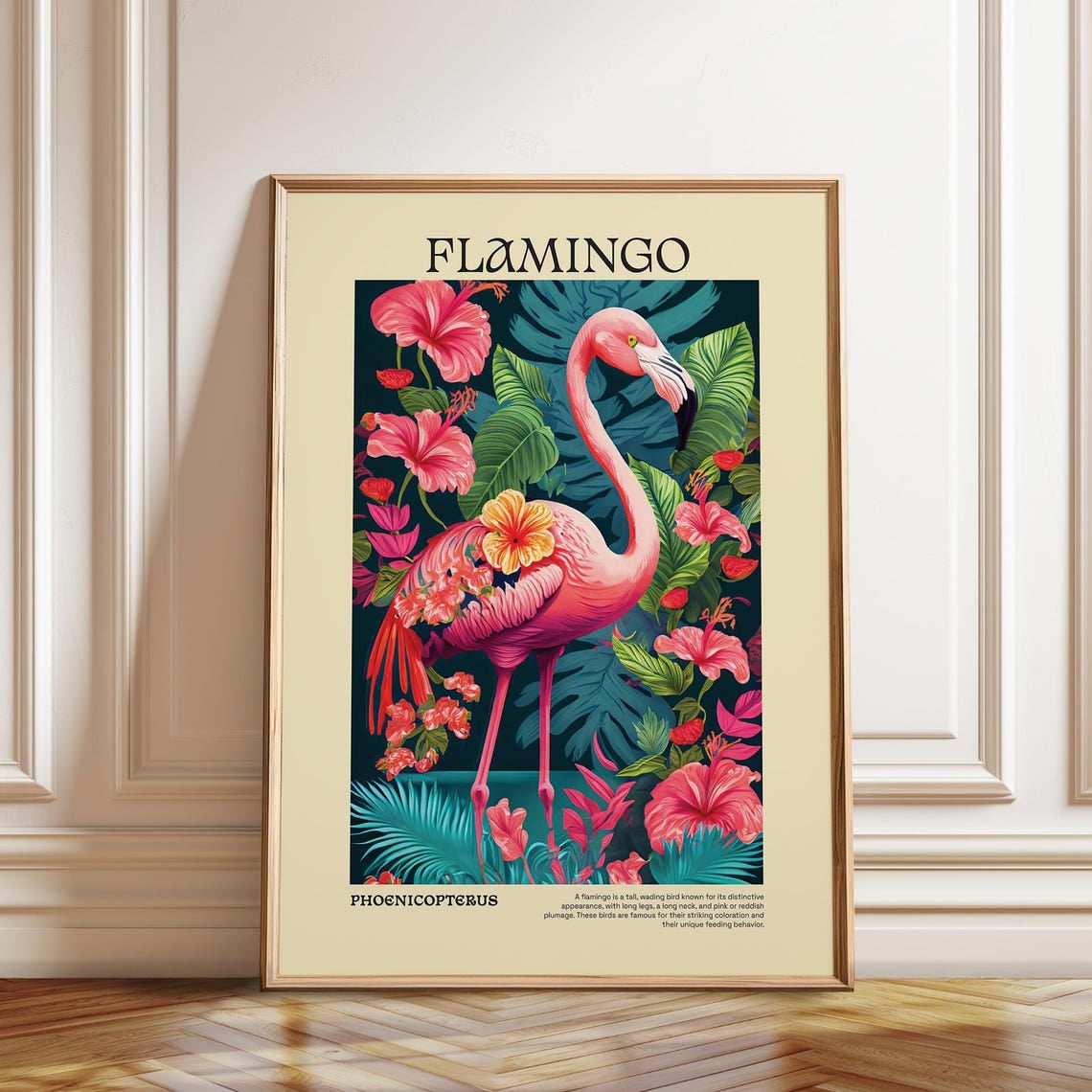 Boho Chic Flamingo Wall Art Poster - Vibrant Tropical Bird Jungle ...